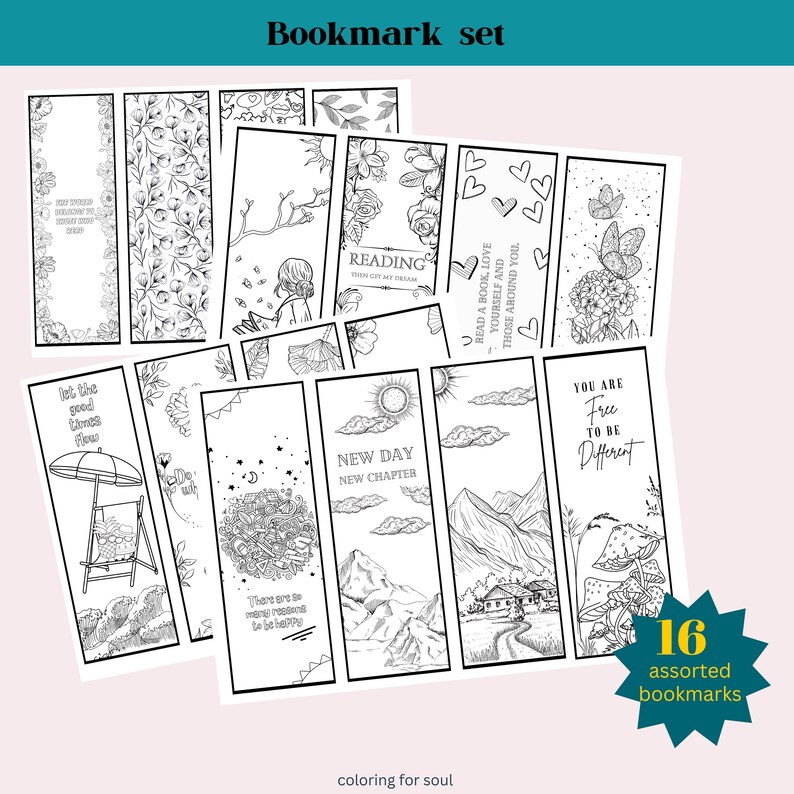 Party Printable Bundle | Printable Coloring Bookmarks | Adult Quote ...
