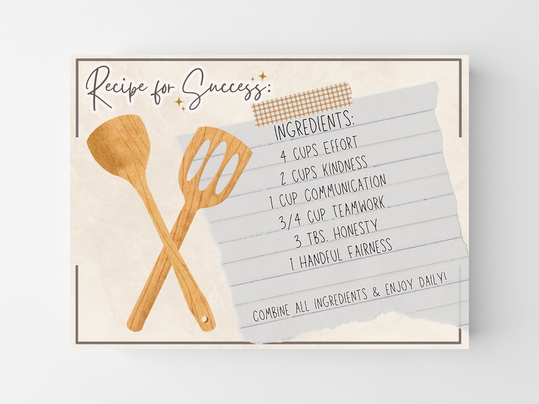 Recipe for SUCCESS // Classroom Poster // Digital Poster for Print - Etsy