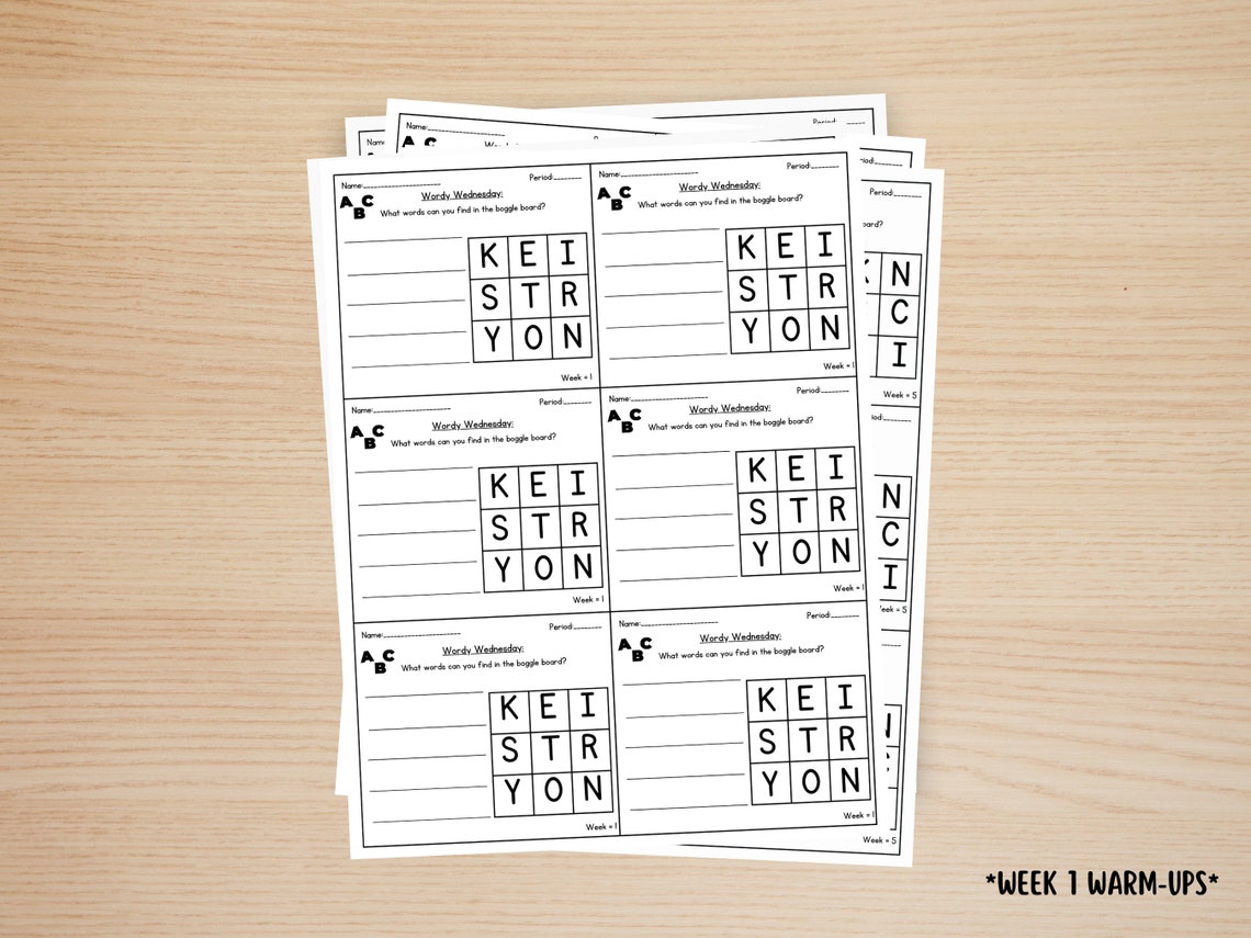 Wordy Wednesday Warm-ups - Classroom Materials - Etsy