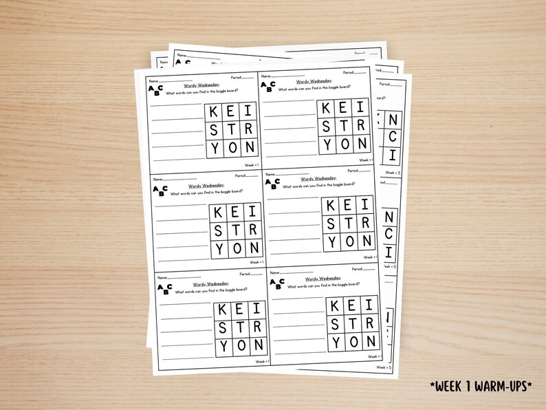 Wordy Wednesday Warm-ups - Classroom Materials - Etsy