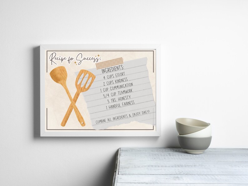 Recipe for SUCCESS // Classroom Poster // Digital Poster for Print - Etsy