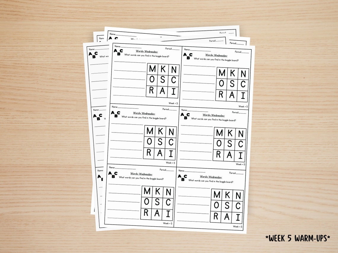 Wordy Wednesday Warm-ups - Classroom Materials - Etsy