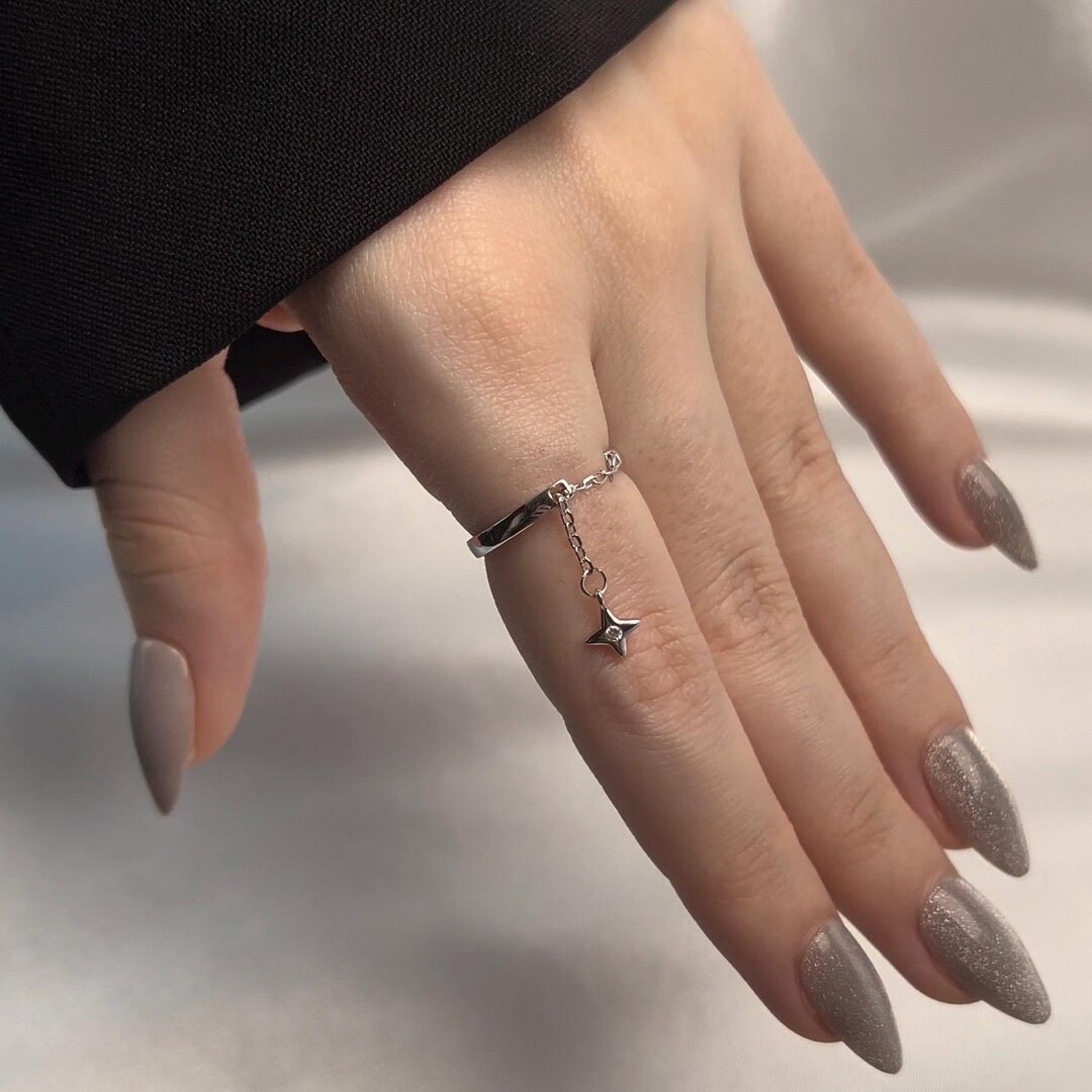 Dangle Star Ring S925 Sterling Silver Fine Jewelry • Adjustable Dainty ...
