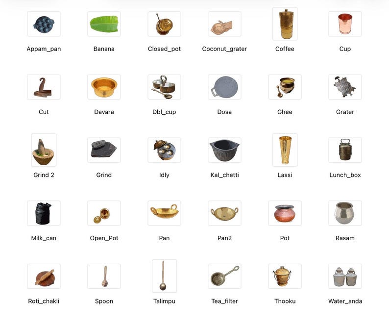 Vintage Indian Utensils Digital Stickers, Illustrations, Clipart ...