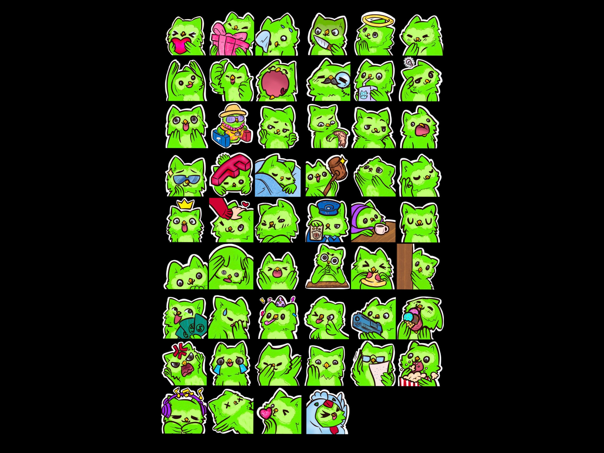 Green Owl Duolingo Emotes - Etsy