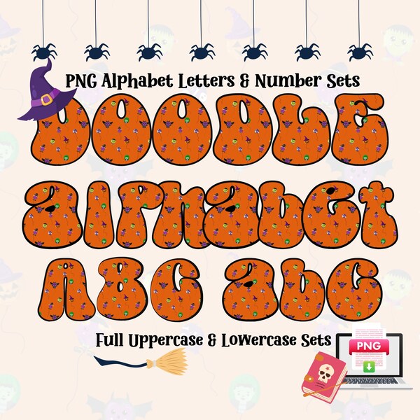 Halloween Doodle Alphabet - Etsy