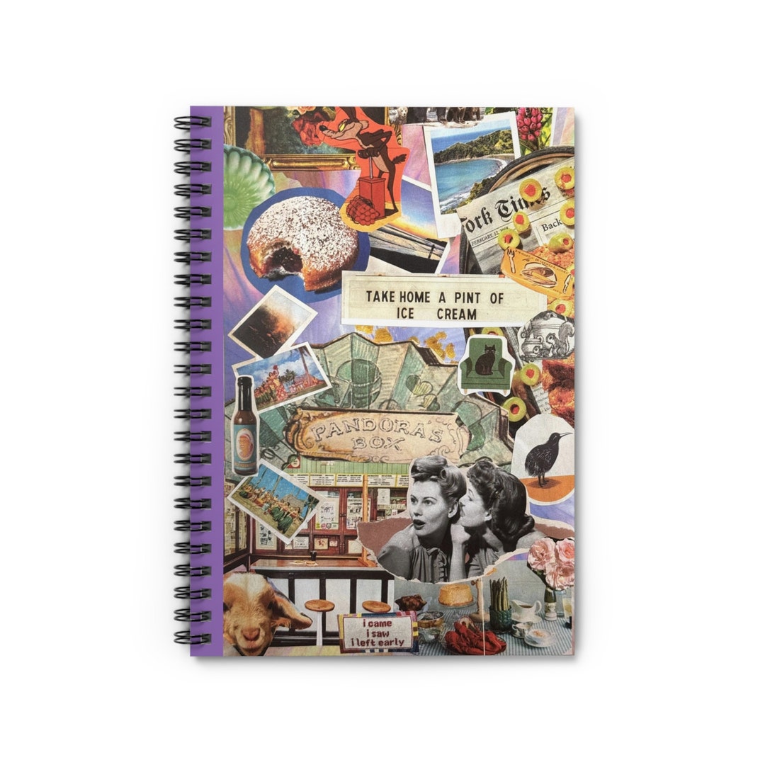 Pint of Ice Cream Collage Design Journal Spiral Notebook Lined Pages ...