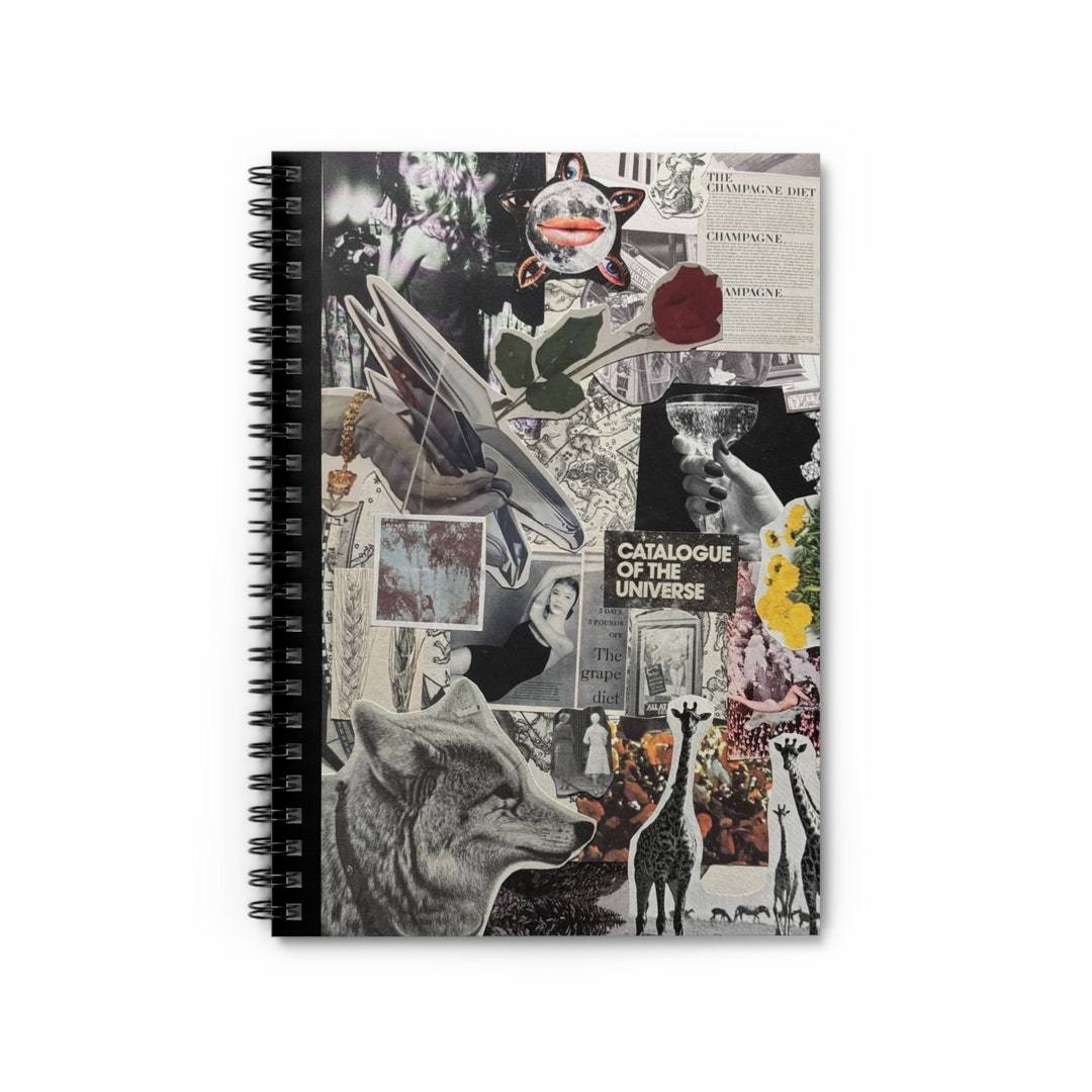 Champagne Diet Collage Design Journal Spiral Notebook Lined Pages ...