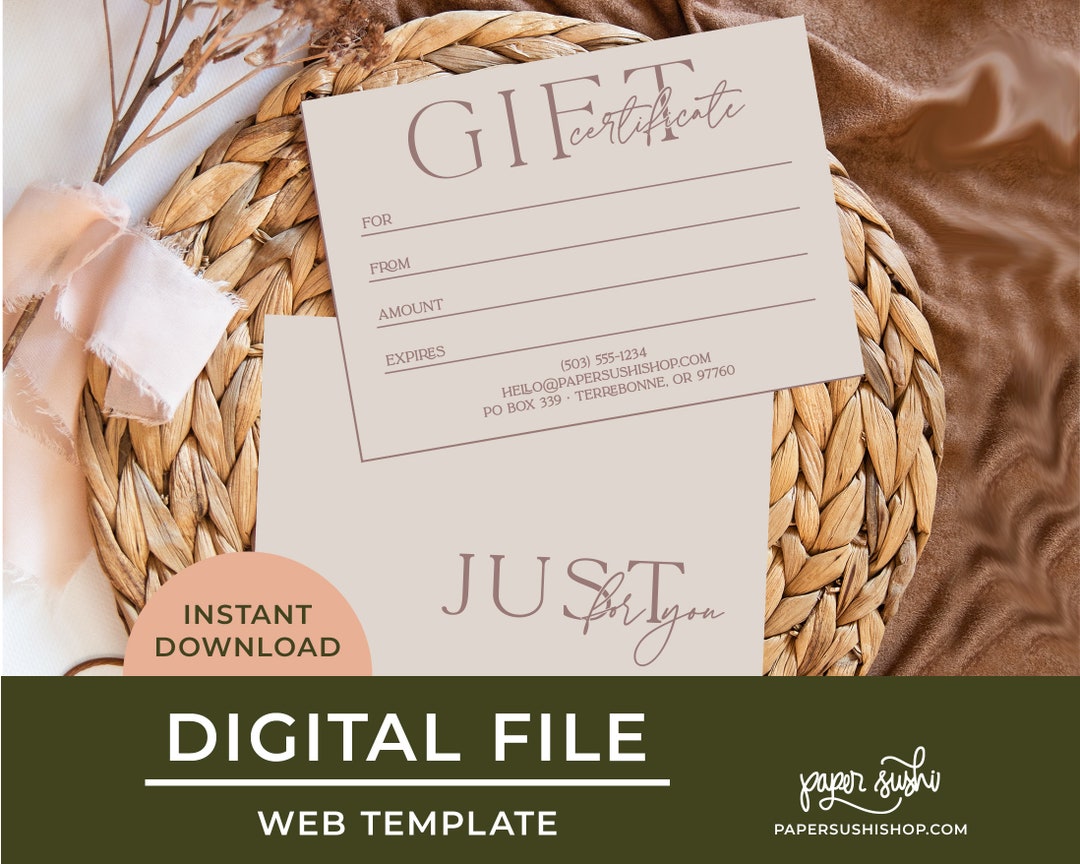 Printable Editable Gift Certificate Template - Etsy