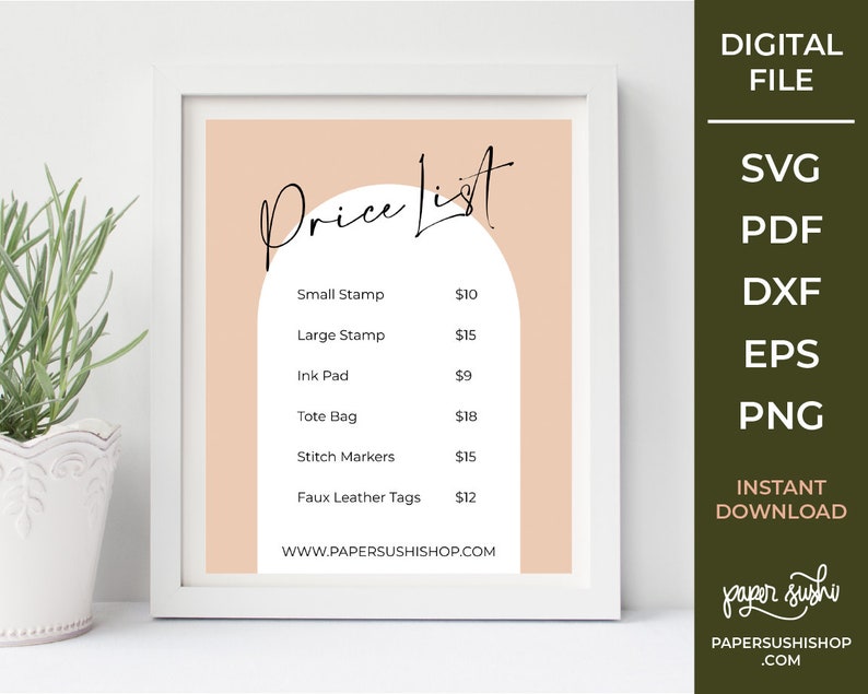 Printable Editable Price List Sign Craft Fair Template - Etsy