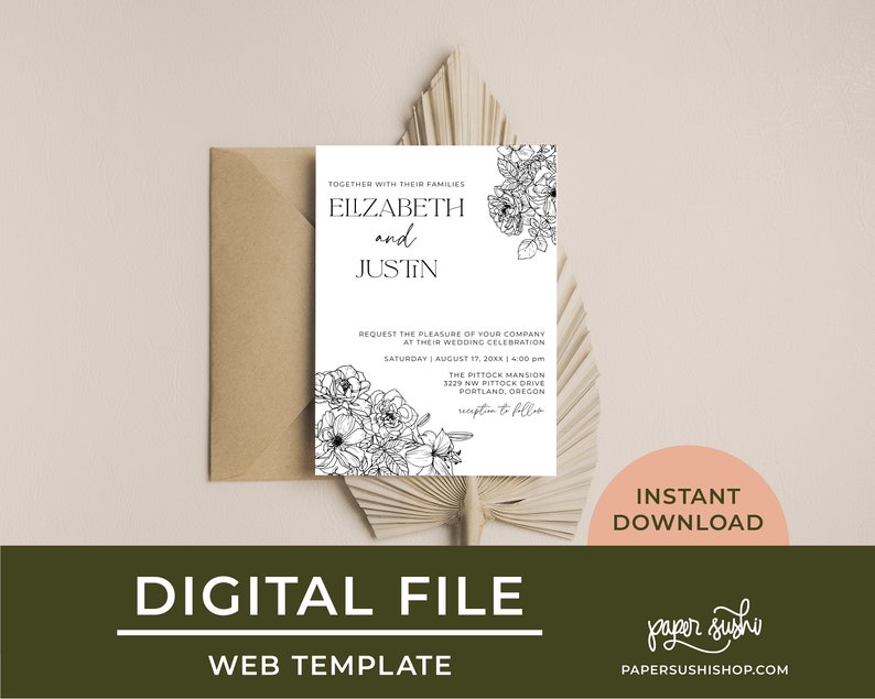 Printable Editable Wedding Invitation Template - Etsy