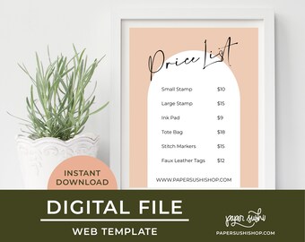 DIY Editable Price List, Template for Shop, Hairstylist Salon, Craft ...
