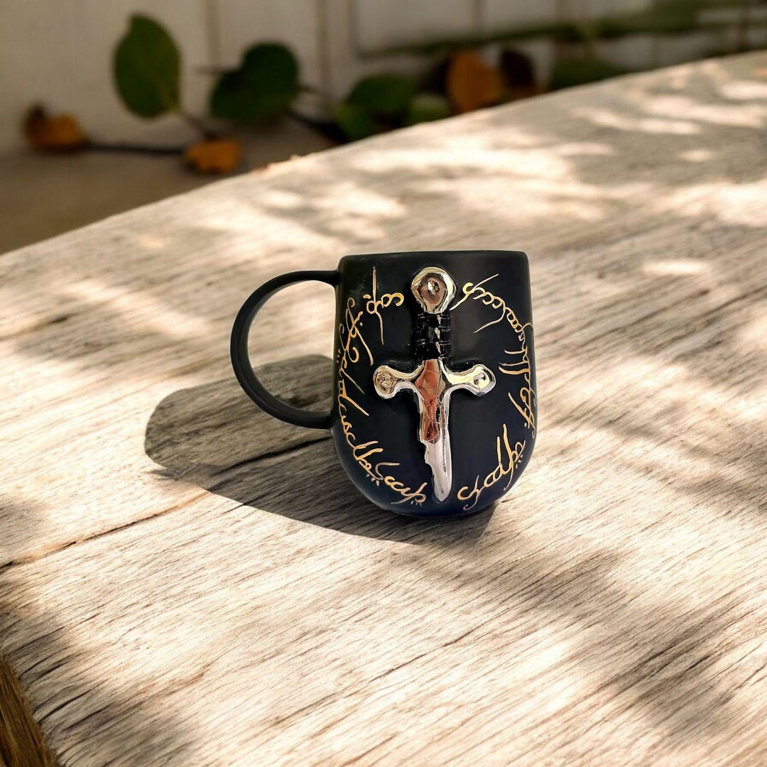 Lord of Rings Mug - Narsil Anduril Sword, Ceramic Coffee Cup, Fantasy ...