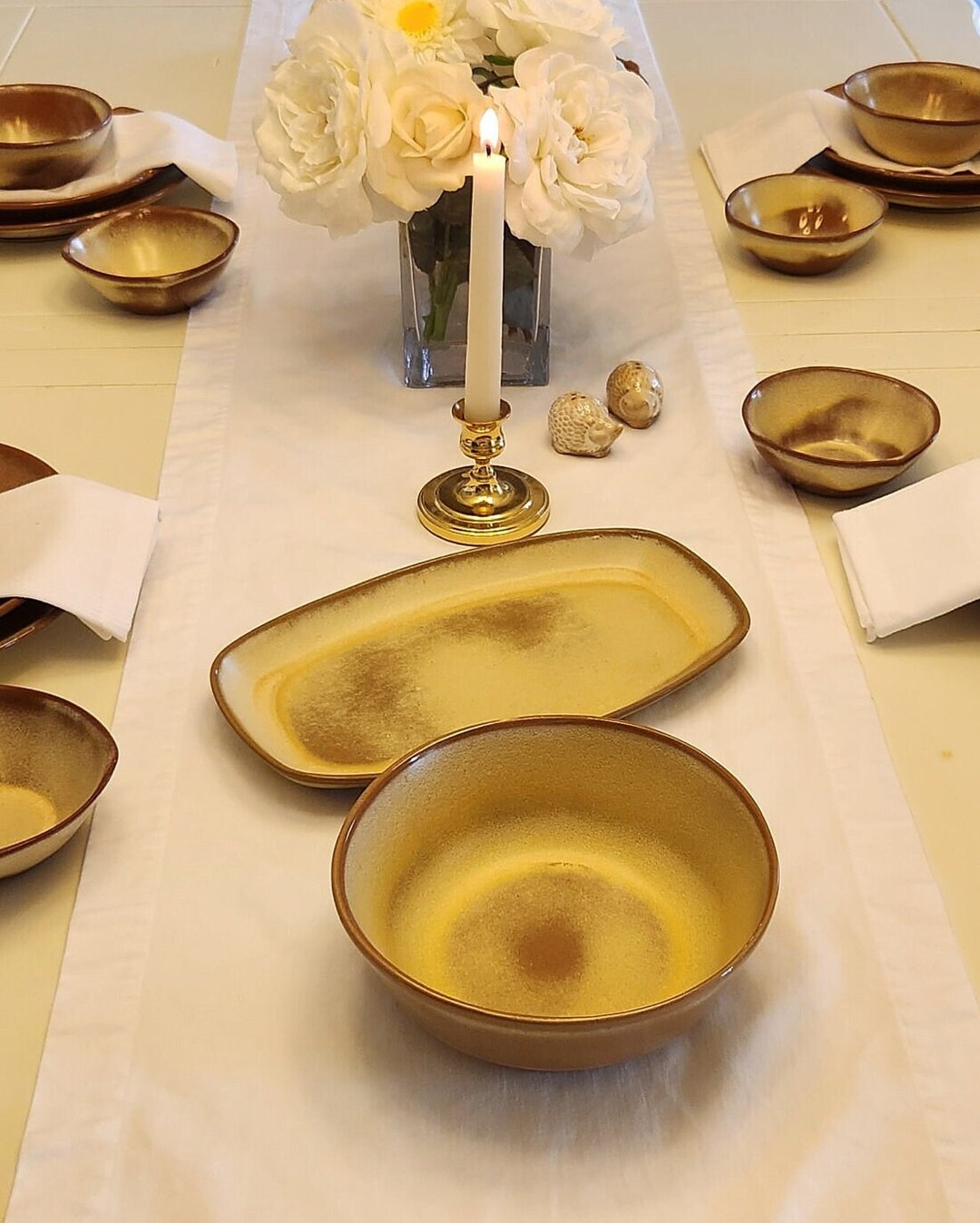 Frankoma Pottery Desert Gold Pottery Serving Bowl and Serving Platter ...