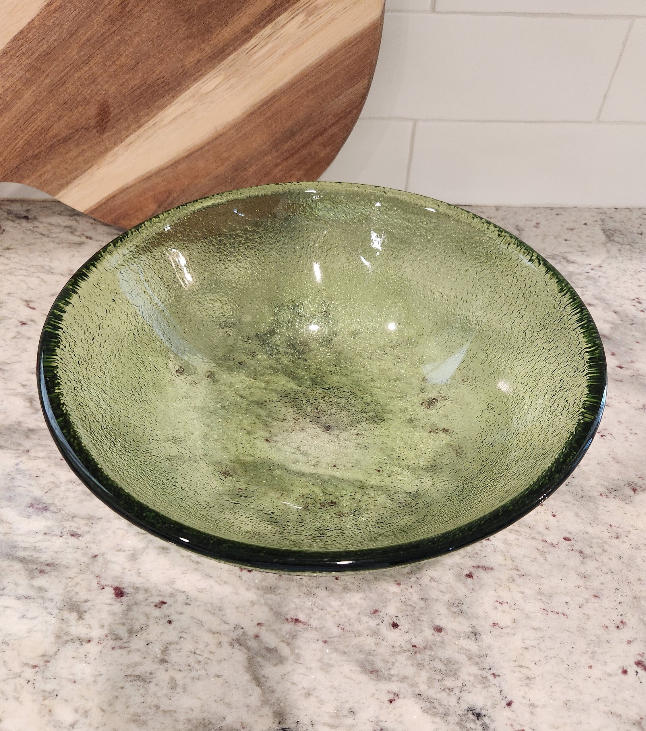 Vintage Green Glass Fruit Bowl Empoli Style Serving Bowl Unique Kitchen ...