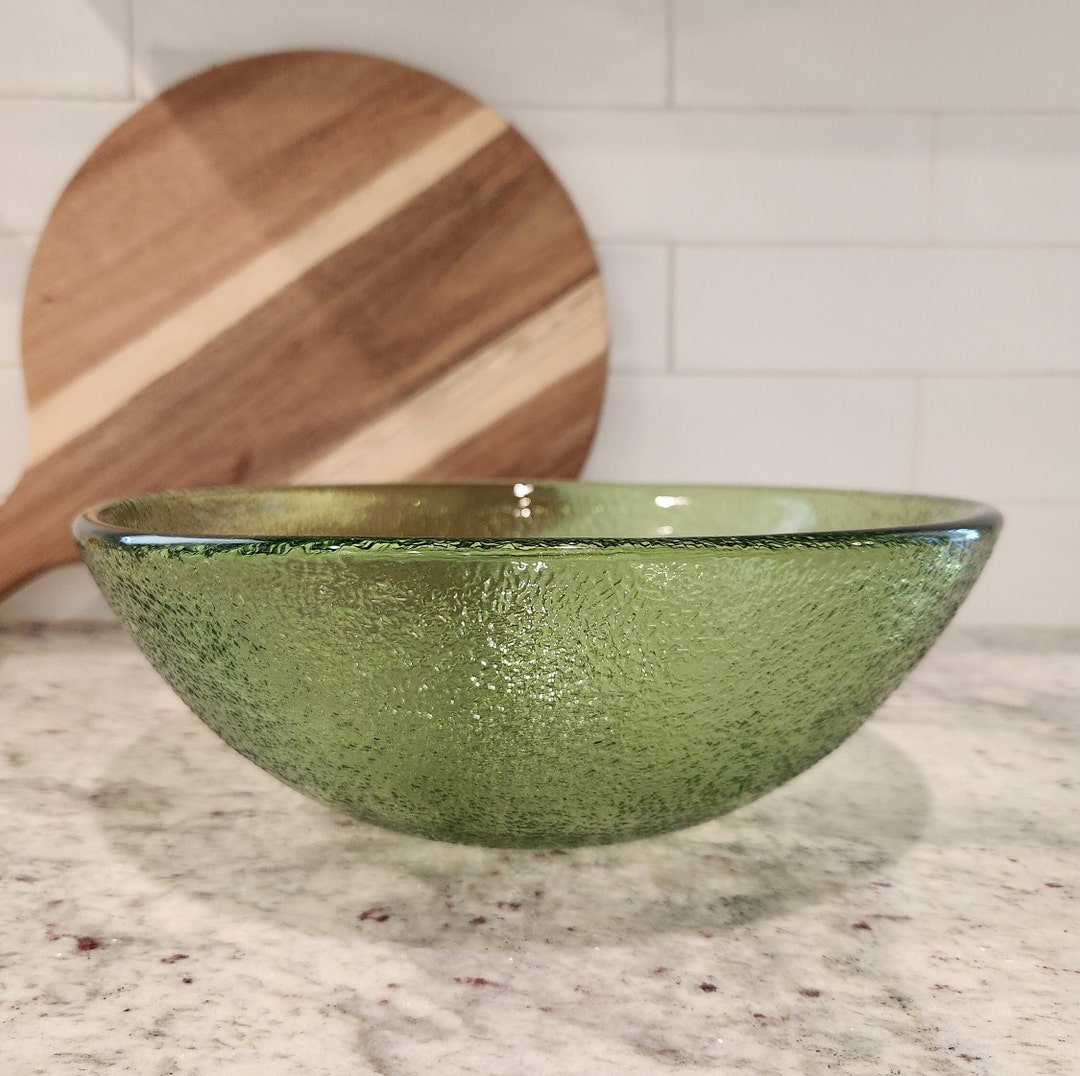 Vintage Green Glass Fruit Bowl Empoli Style Serving Bowl Unique Kitchen ...