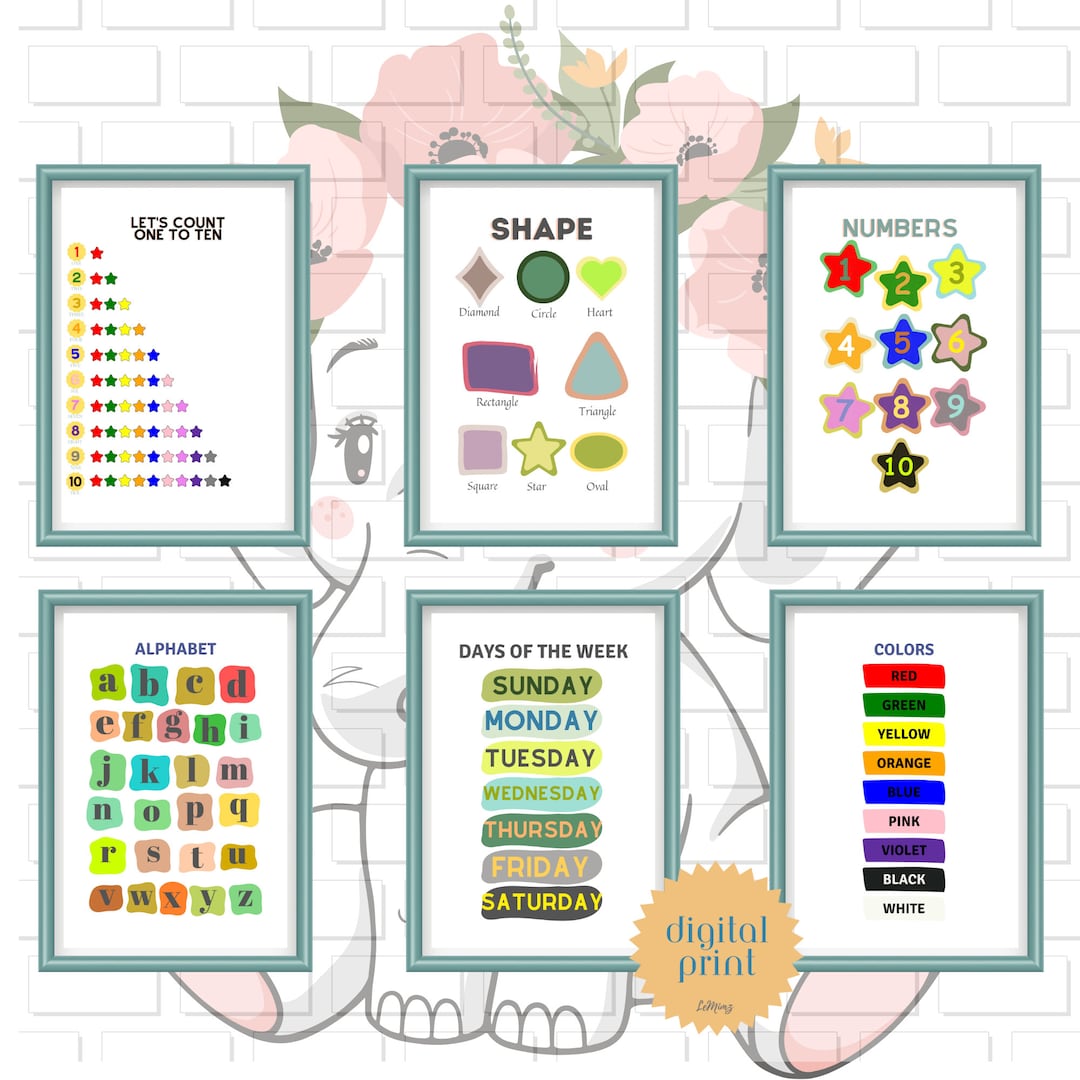 Set of 6 Colored Numbers - Alphabet Learning Modules for Toddlers ...