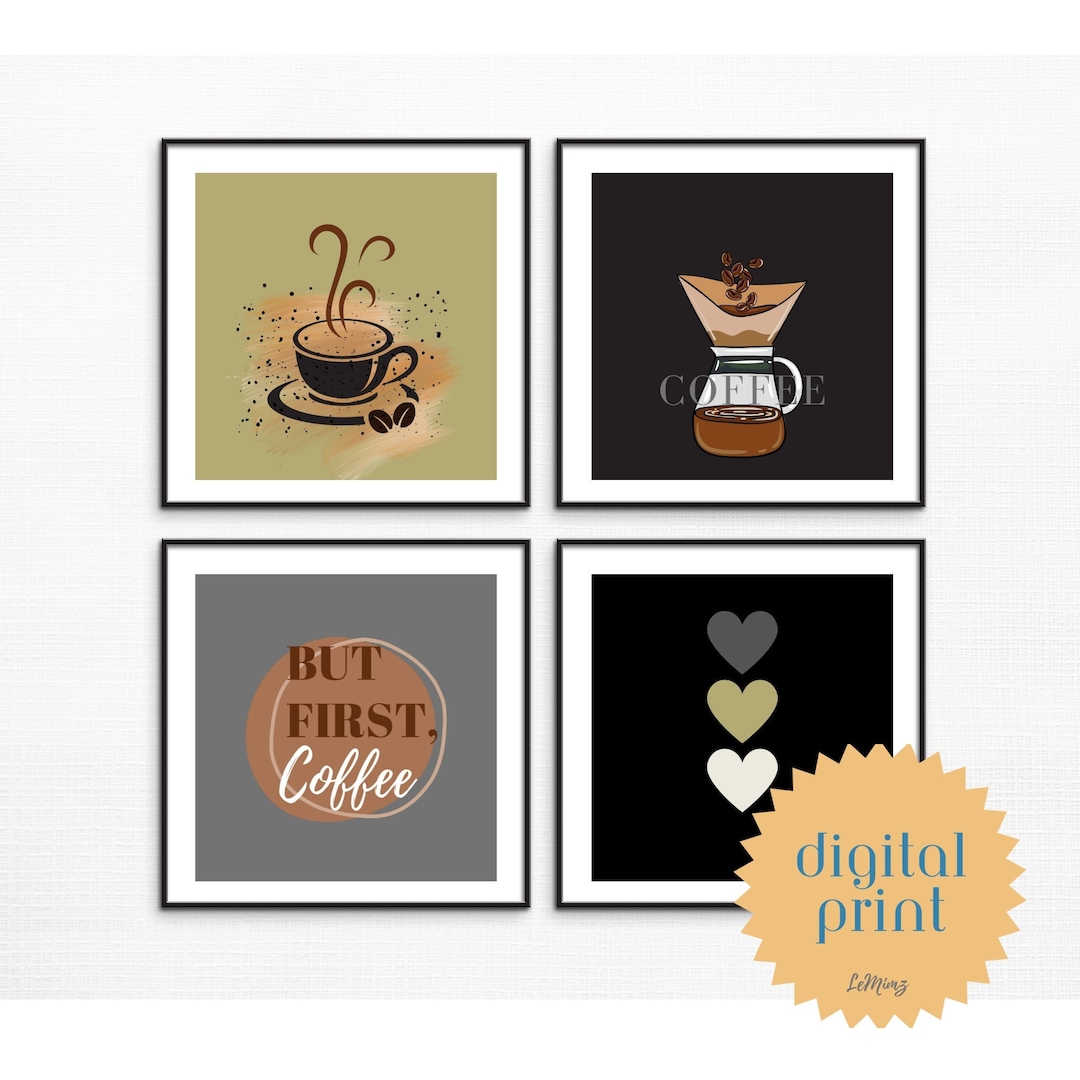 Coffee Lover Art Print, Coffee Printable Wall Art, Kitchen Wall Decor ...