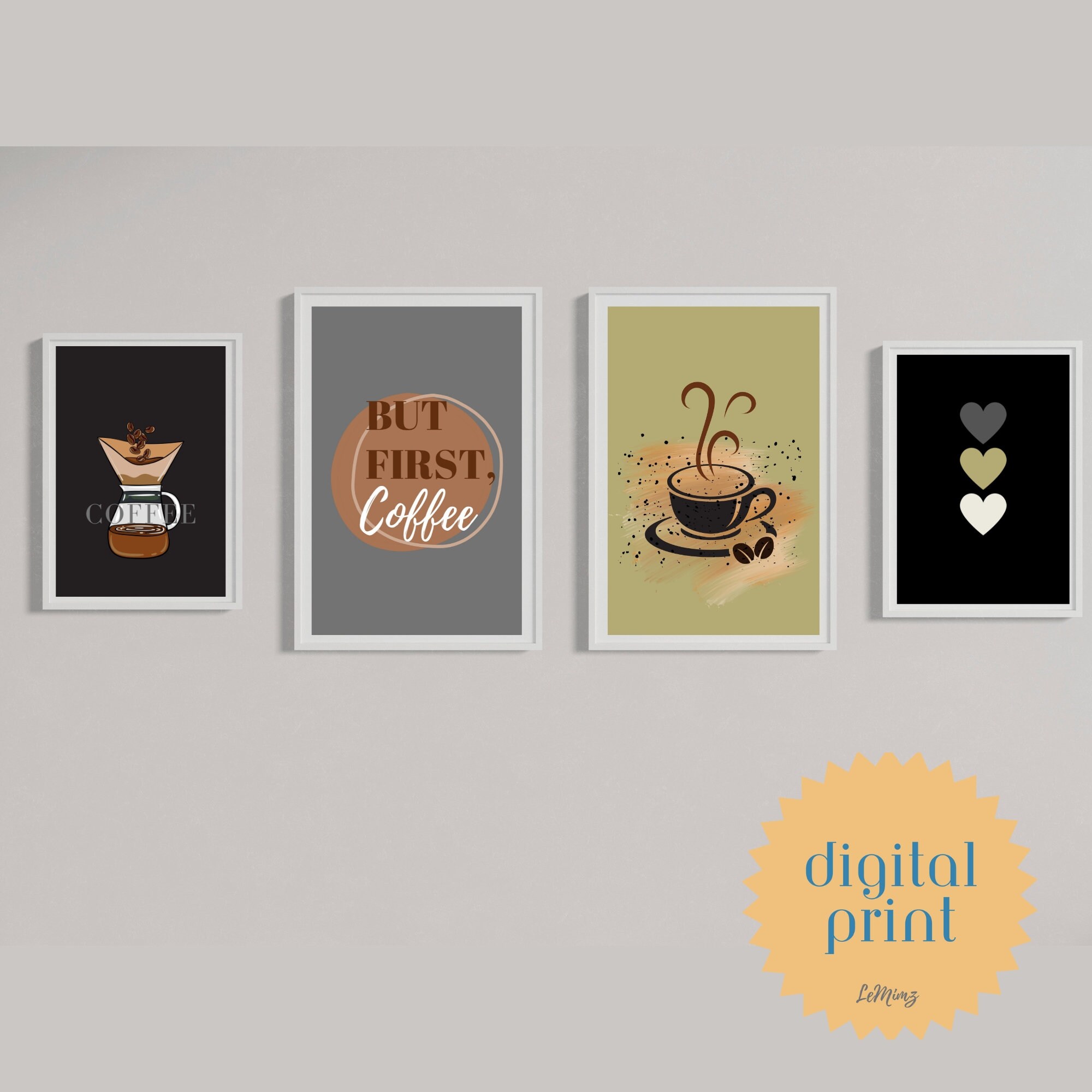 Coffee Lover Art Print, Coffee Printable Wall Art, Kitchen Wall Decor ...