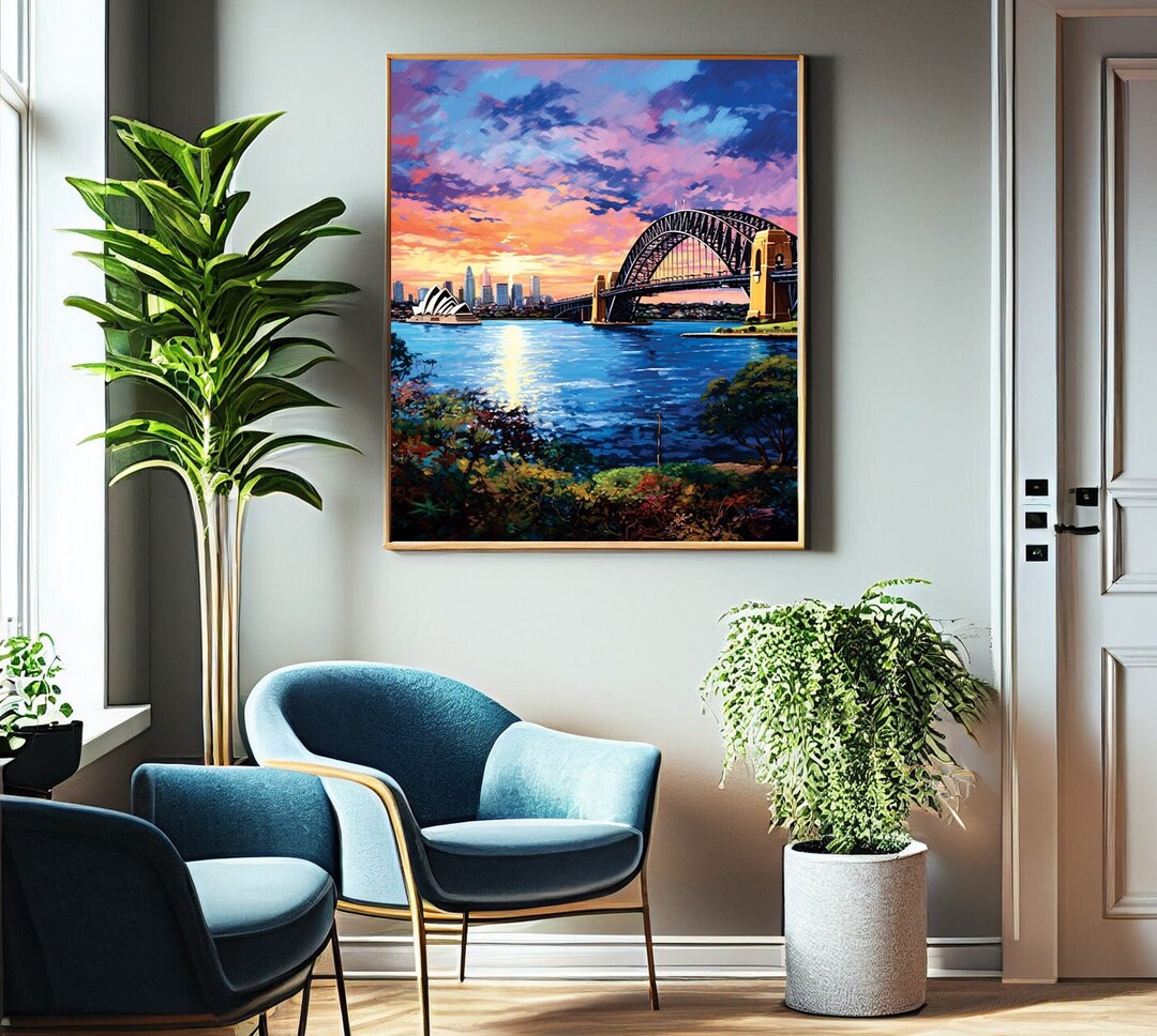 Sydney Harbour & Opera House Watercolour Illustration Wall Art Print ...