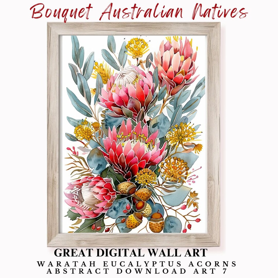 Bouquet Australian Natives 7 Art Native Flower’s ‘waratah Eucalyptus ...