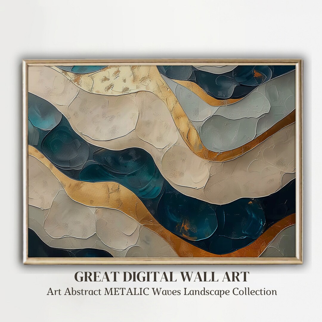 Modern Abstract Art LANDSCAPE 'metalic Curves' Exciting Contemporary ...