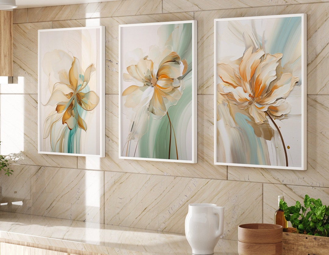Beautiful, Vibrant Sage Green & Gold Unique Ink Concept Art Set 3 ...