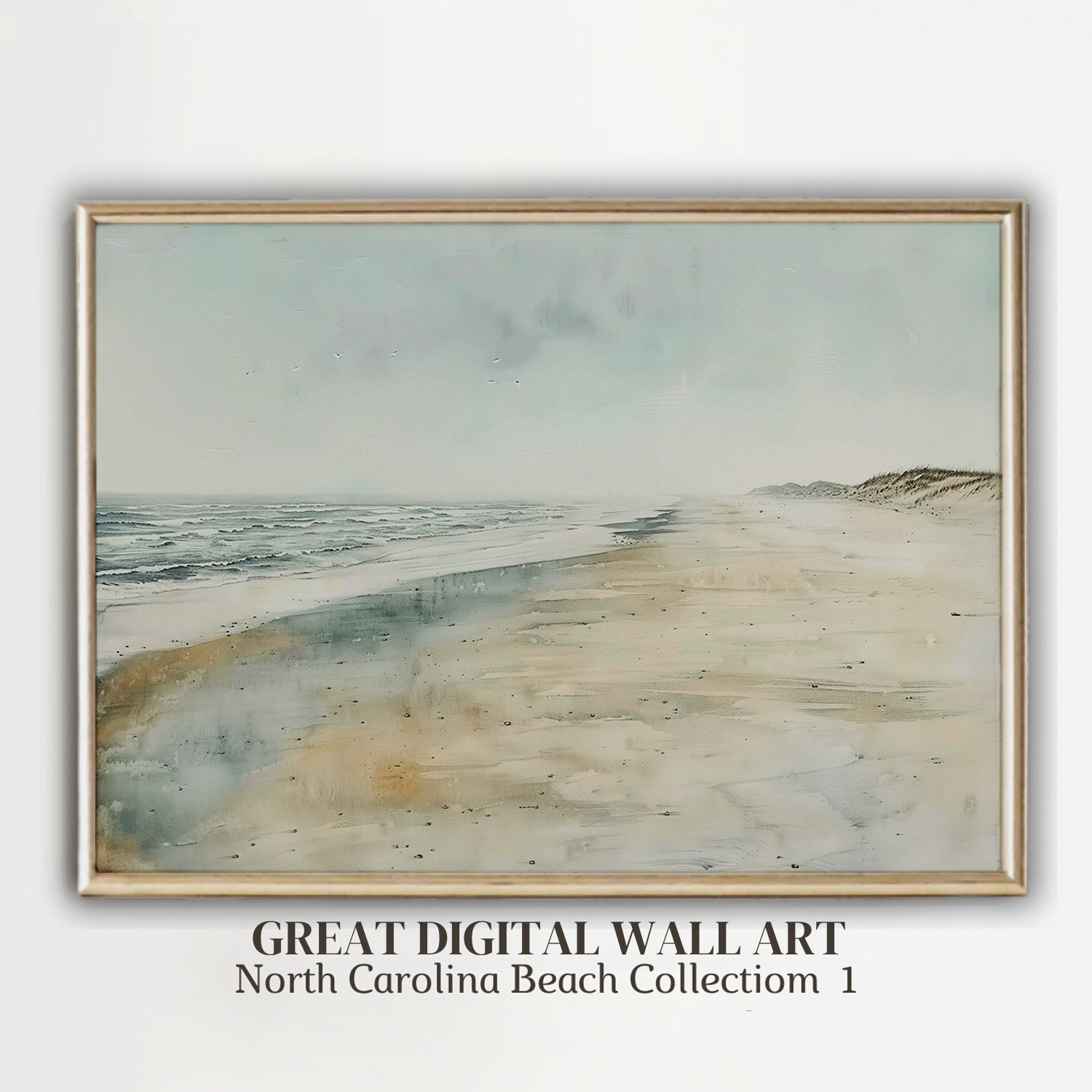 Muted Watercolor & Pencil Drawing of the Beach in Nantucket DIGITAL ...
