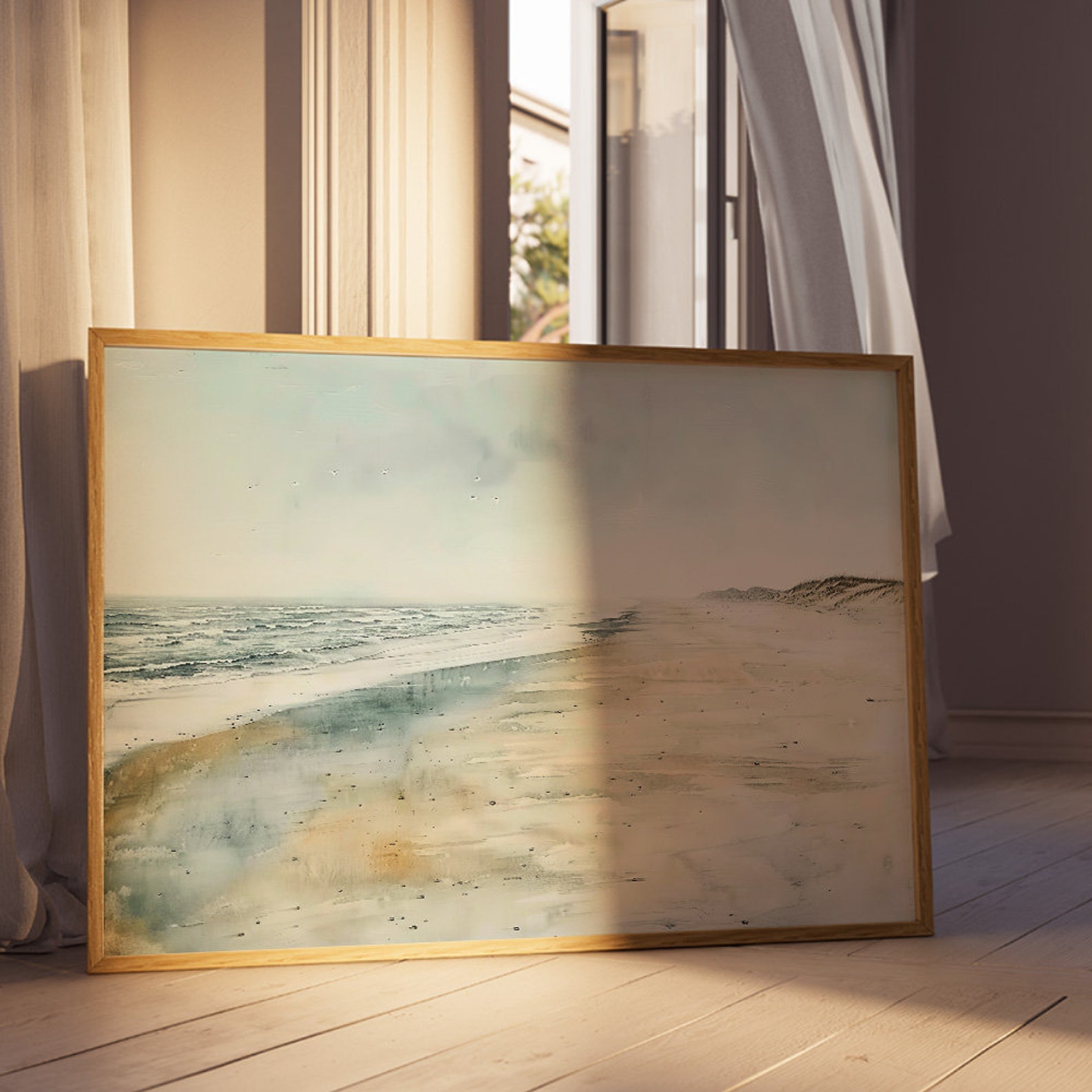 Muted Watercolor & Pencil Drawing of the Beach in Nantucket DIGITAL ...