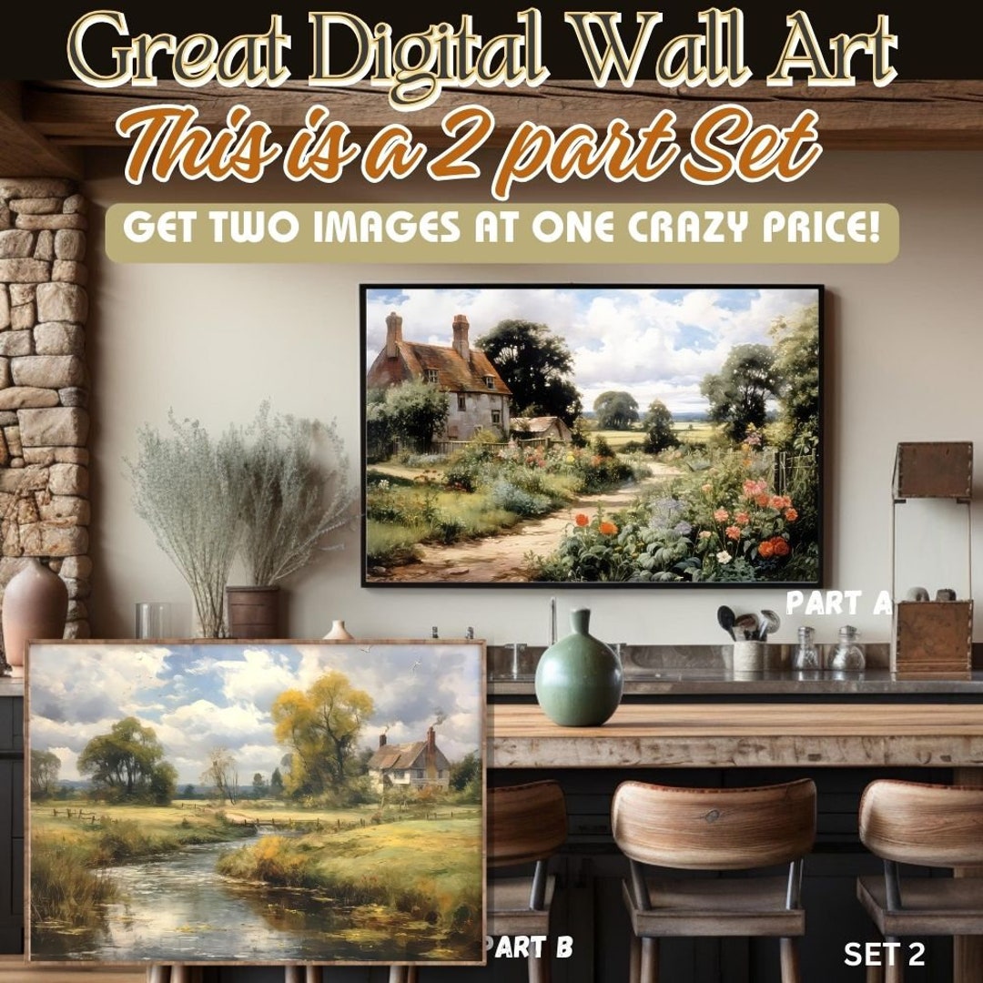 Set of 2 Art Style John Constable. Countryside & Nature Digital Art ...