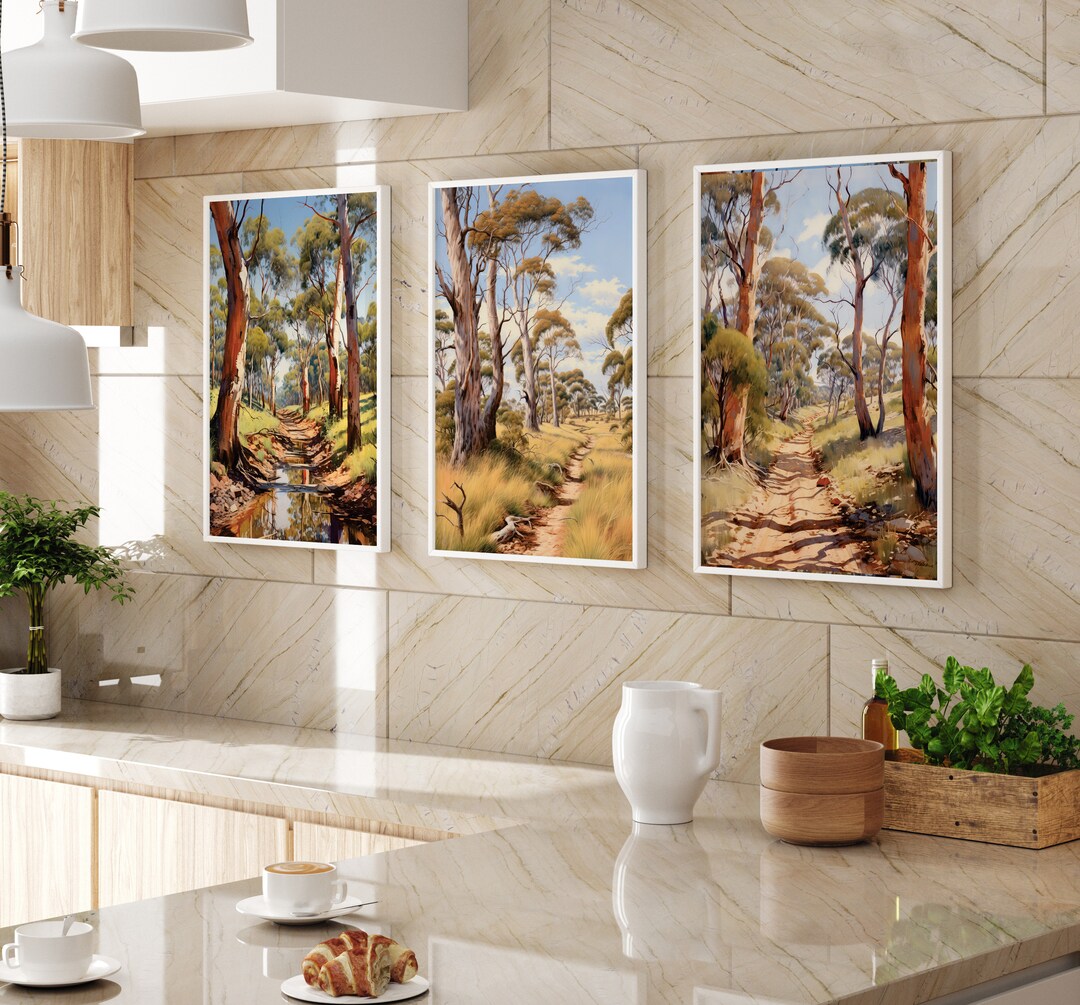 Australian Wall Art | Print Set 3, Silky Oak, Outback Landscape Rural ...