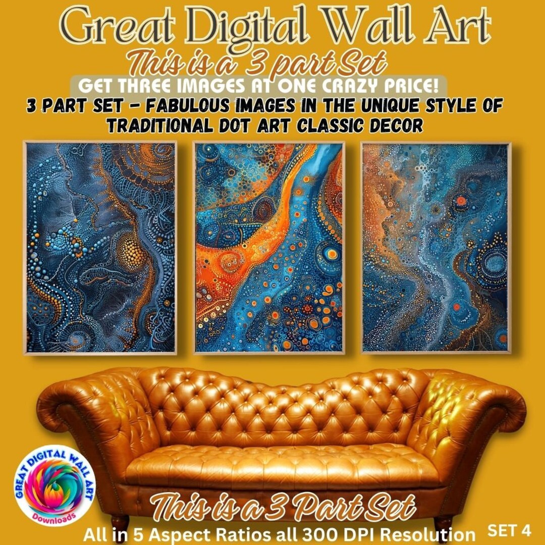 Wall Art Set of 3 Prints, Dreamtime Harmony: Mesmerizing Australian Dot ...