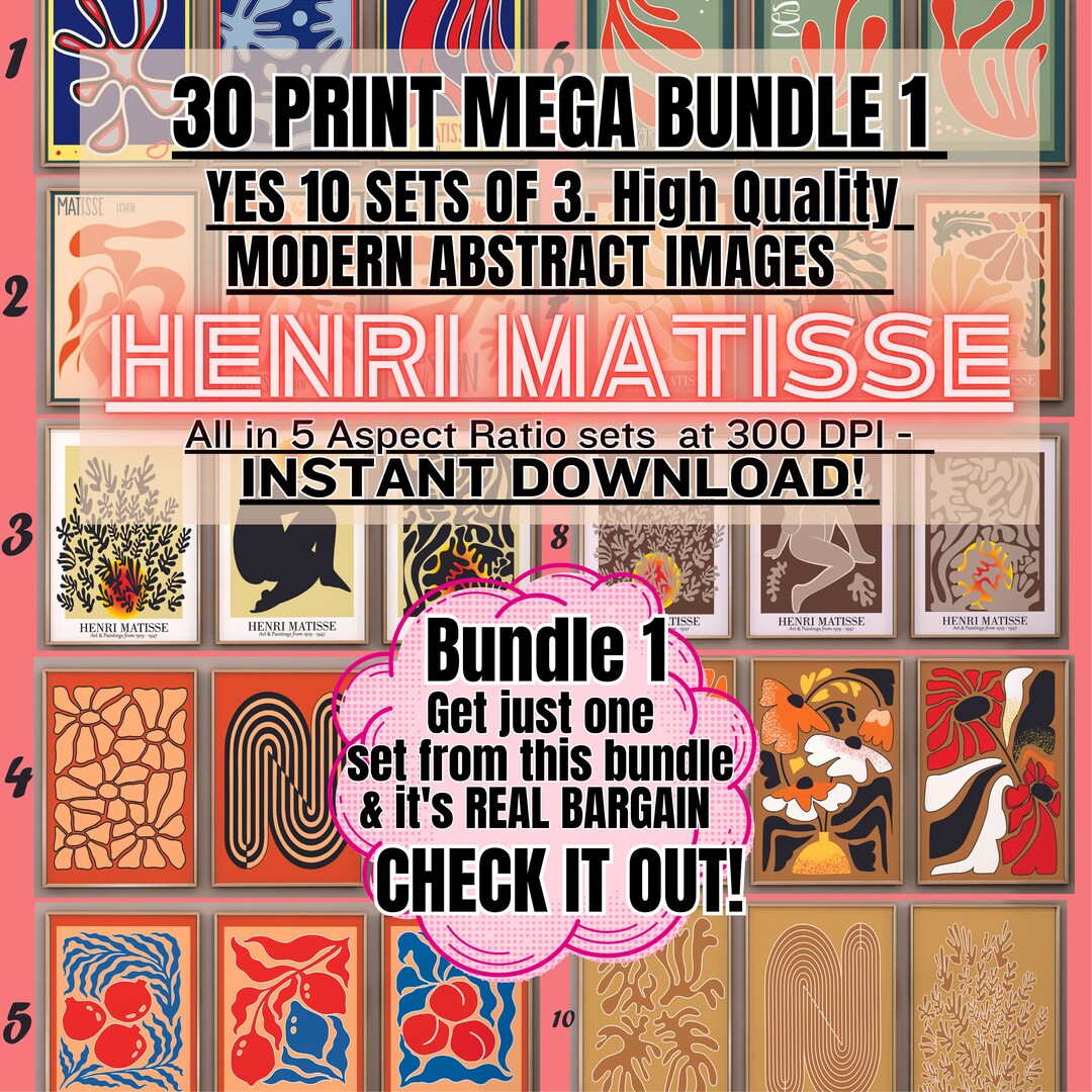 Henri Matisse Art BUNDLE, Print Set, 30 Pieces, 10 Sets of 3. Download ...