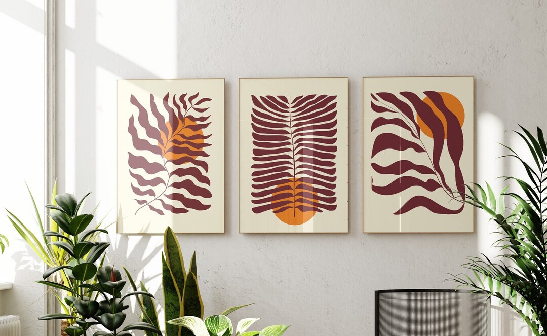 DIGITAL DOWNLOAD. "new Fern", Geometric Wall Art, Set of 3 Prints, Mid ...