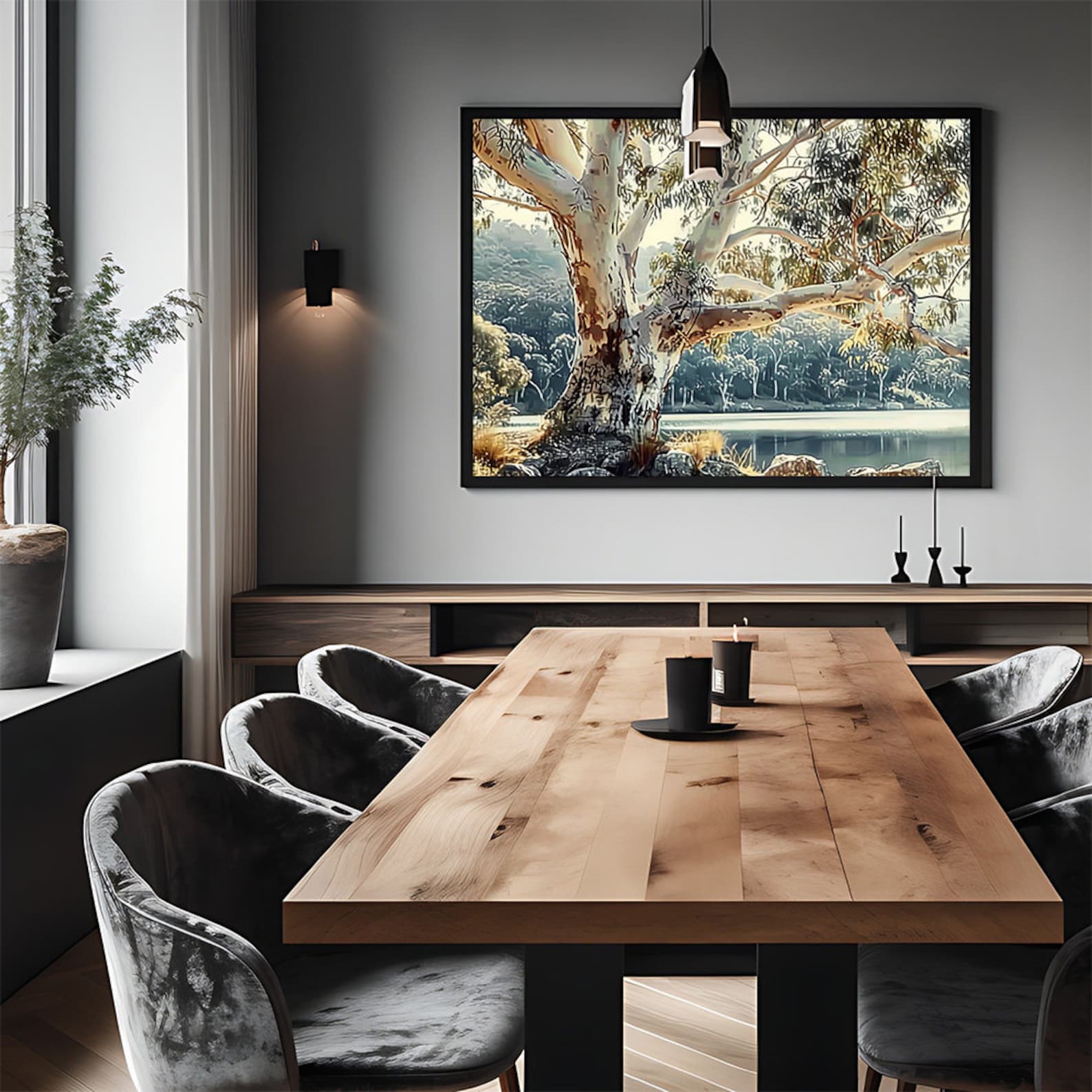 Giant Eucalyptus 5 Tree by the Lake Australian Wall Art Outback ...