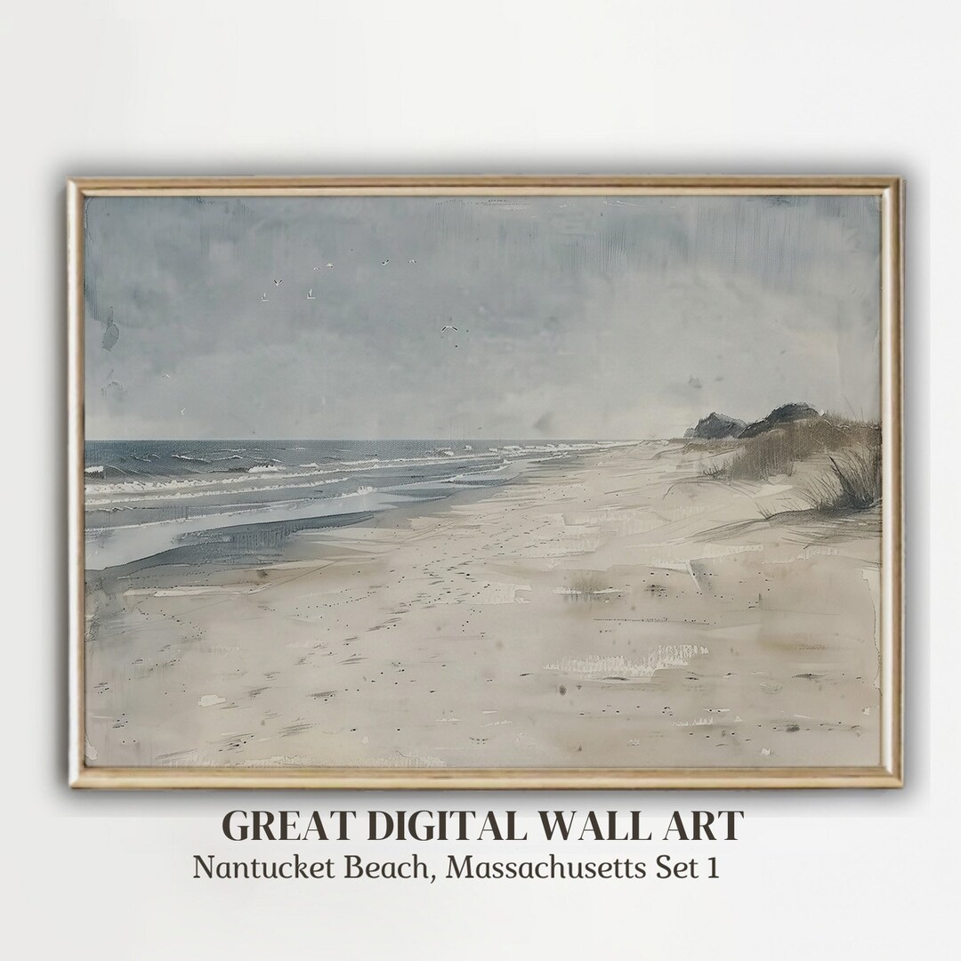 Muted Watercolor & Pencil Drawing of the Beach in Nantucket DIGITAL ...