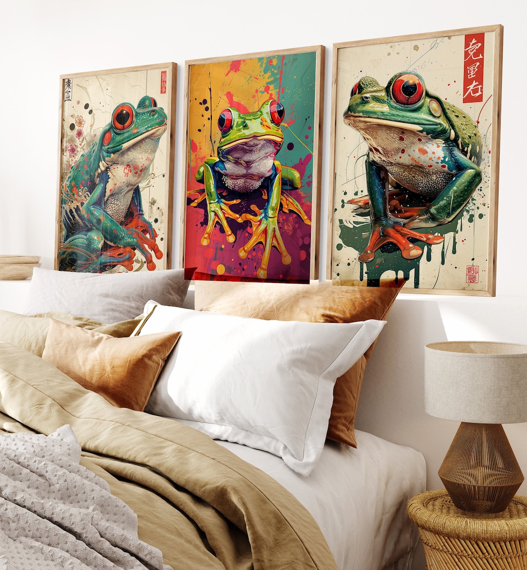 Japanese Frog 2 Images Are Meticulously Crafted, Vintage Frog Woodblock ...