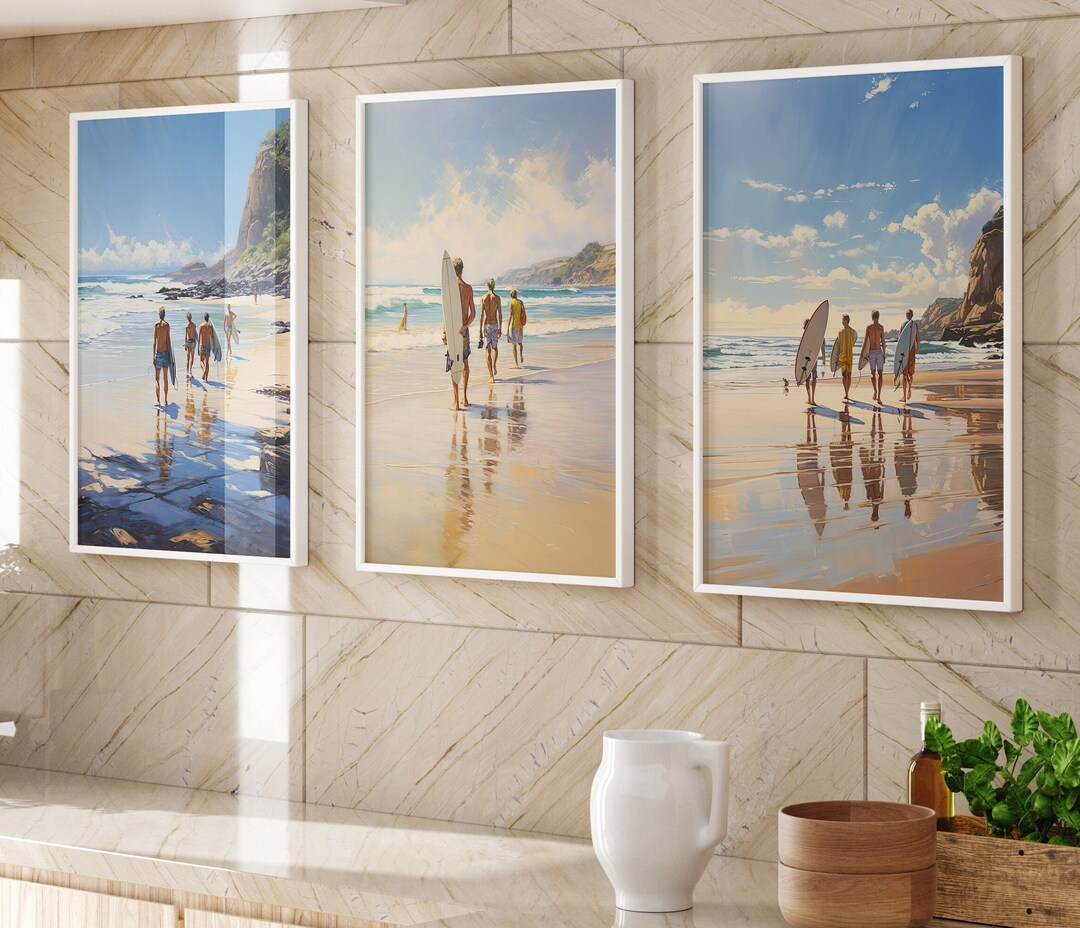 Sunny Surfing Trio, We Call Surfs Up! Set 2 Digital Download Art Set of ...
