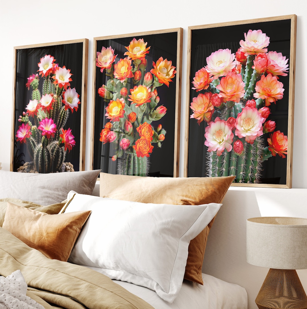 Cactus Flowers Set 3, Modern Home Decor, Digital Download, Cactus Wall ...