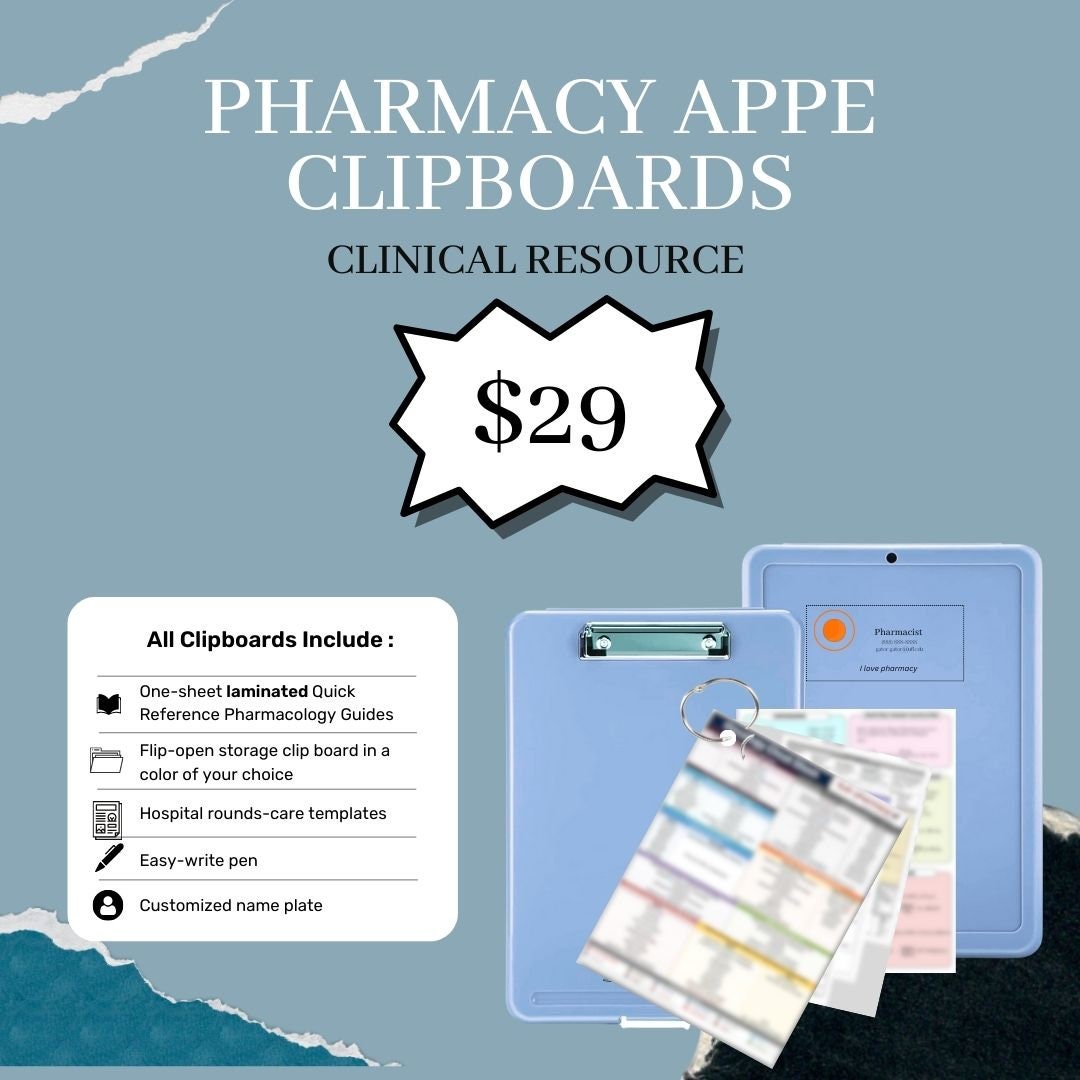 CUSTOM Pharmacy School Advanced Rotations Clip Board - Etsy