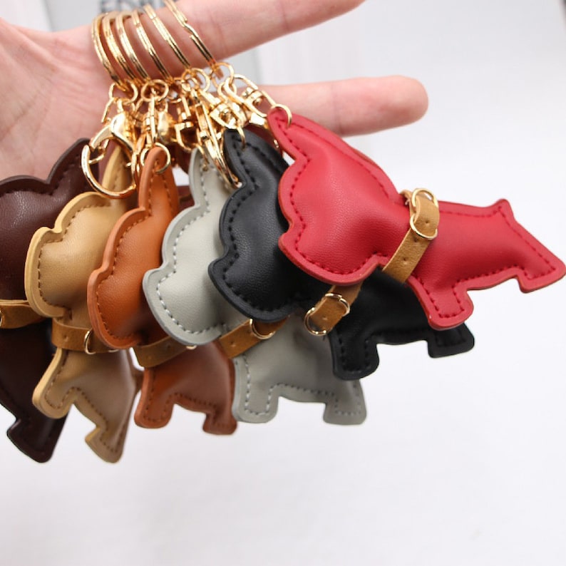 French Bulldog Shape Faux Leather Key Chain Bag Chain - Etsy
