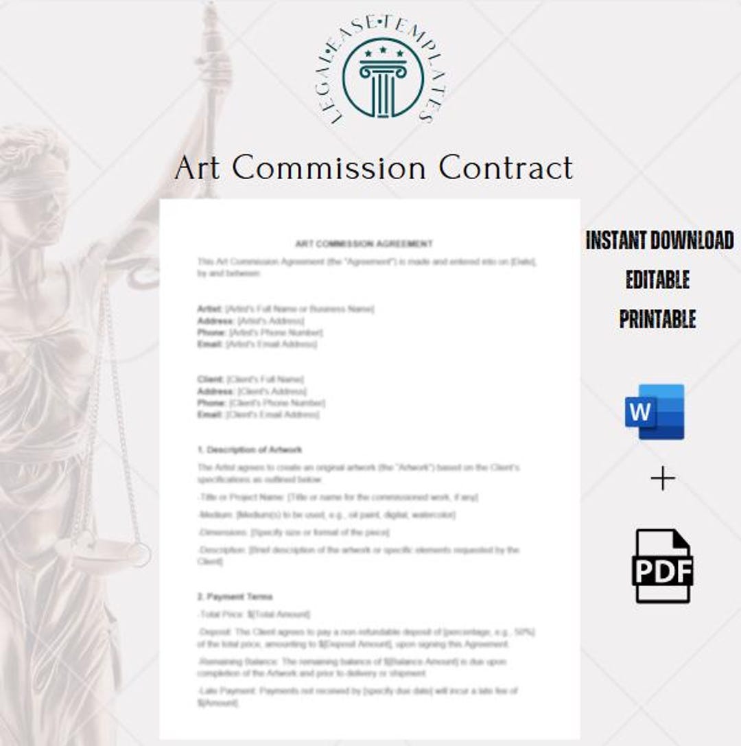 Art Commission Agreement Contract - Etsy