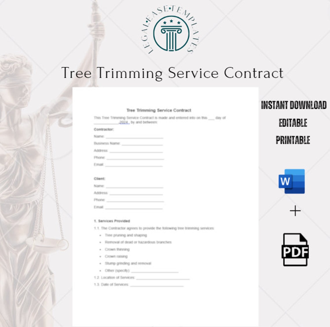 Tree Trimming Service Contract - Etsy