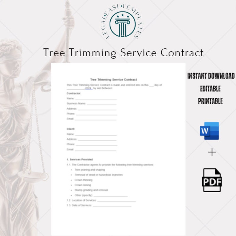 Tree Service Business Contract Template - Etsy