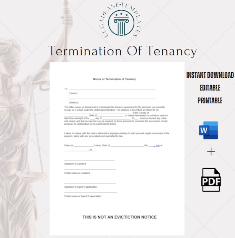 Notice of Termination of Tenancy Template - Etsy