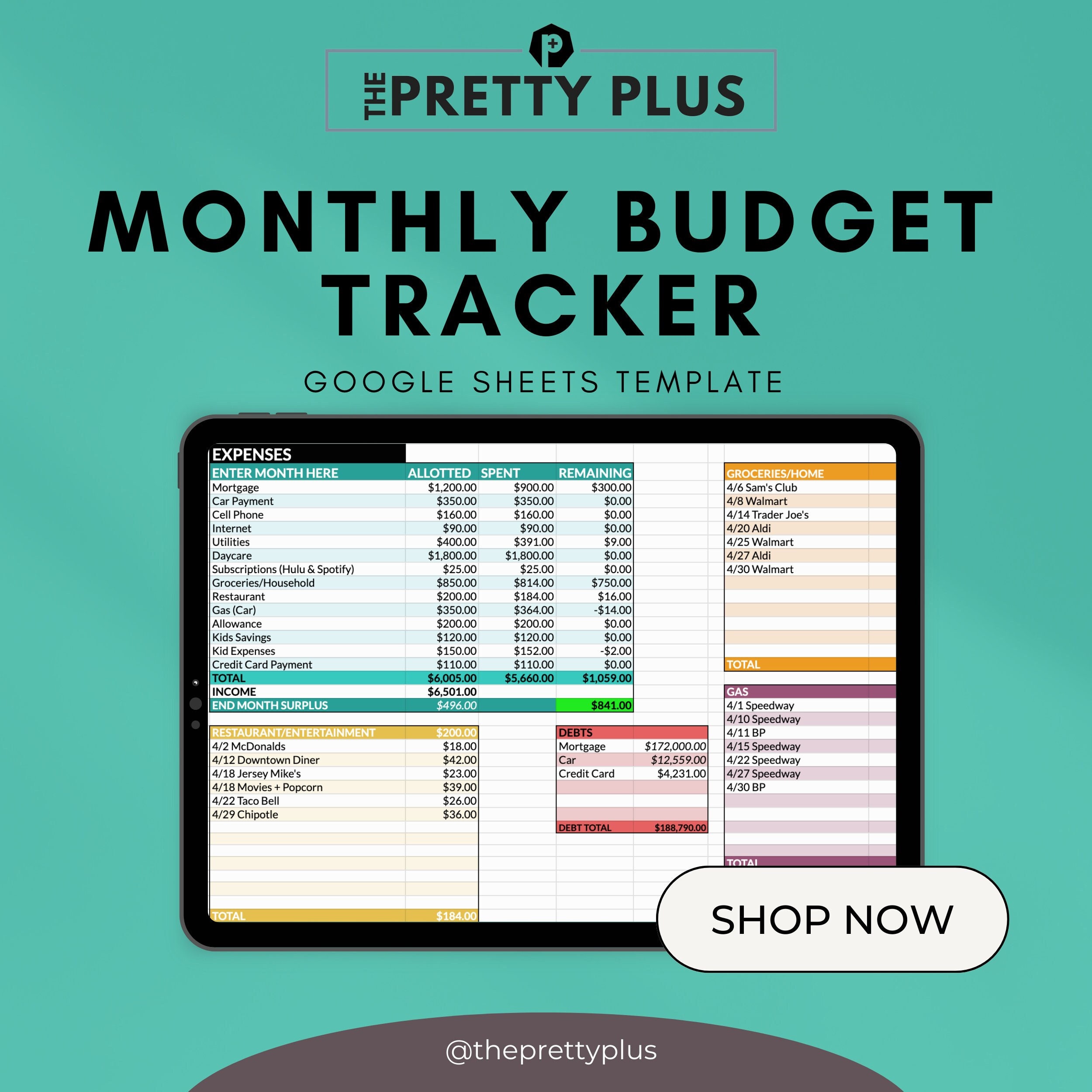 Monthly Budget Spreadsheet Google Sheets Bright and Colorful ...