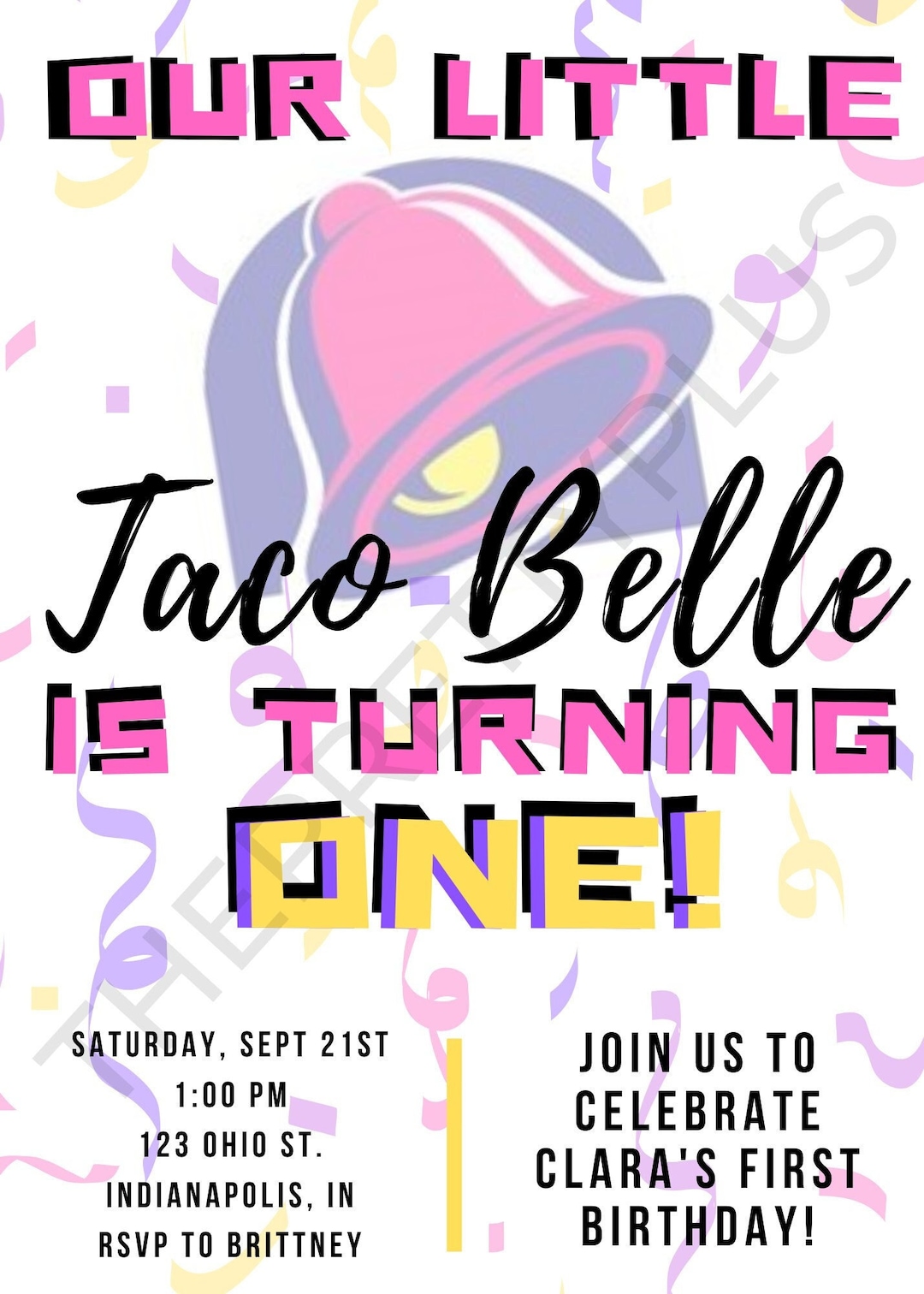 Taco Bell Birthday Invitation - Digital Download, Customizable | Taco ...
