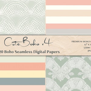 20 Cute Boho Digital Papers Commercial Use Scrapbook Paper - Etsy