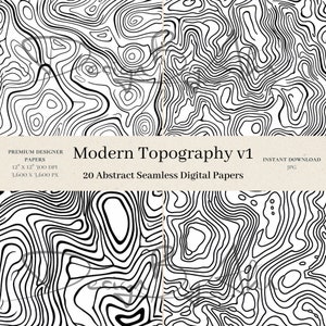 20 Modern Topography Digital Papers - Urban Seamless Digital Paper, Map ...