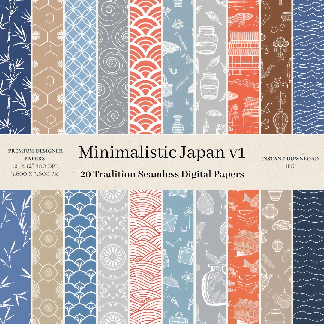 20 Minimalistic Japan Digital Papers - Japanese Seamless Digital Paper ...